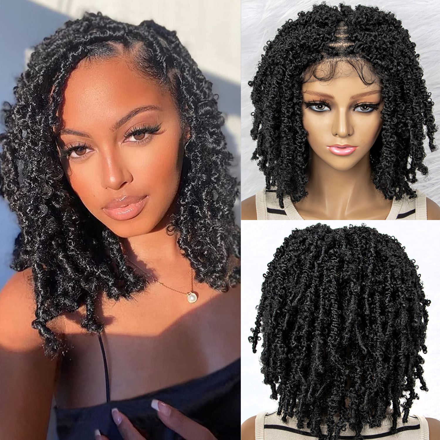 14" Double Full Lace Knotless Bob Dreadlock Braided Wigs -SuperNova Hair