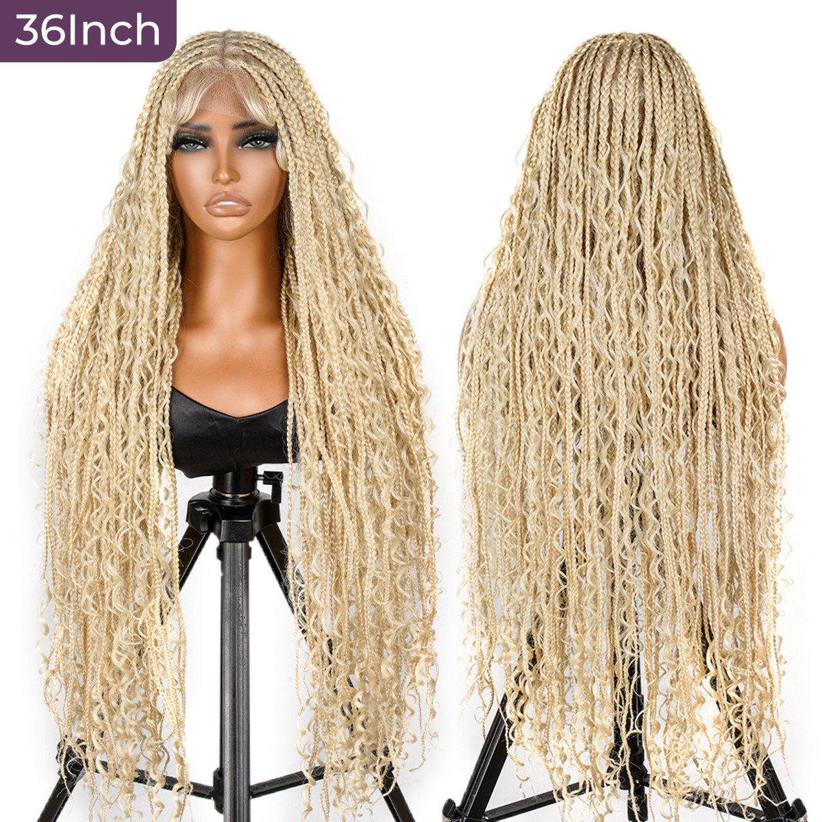 SuperNova 36-Inch #613 Blonde Box Braided Wig with Curly Ends | High ...