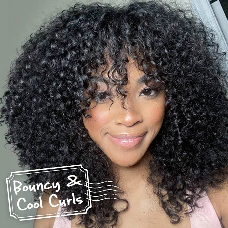 Bouncy Curly Human Hair Wigs With Bangs Glueless Wig -SuperNova Hair