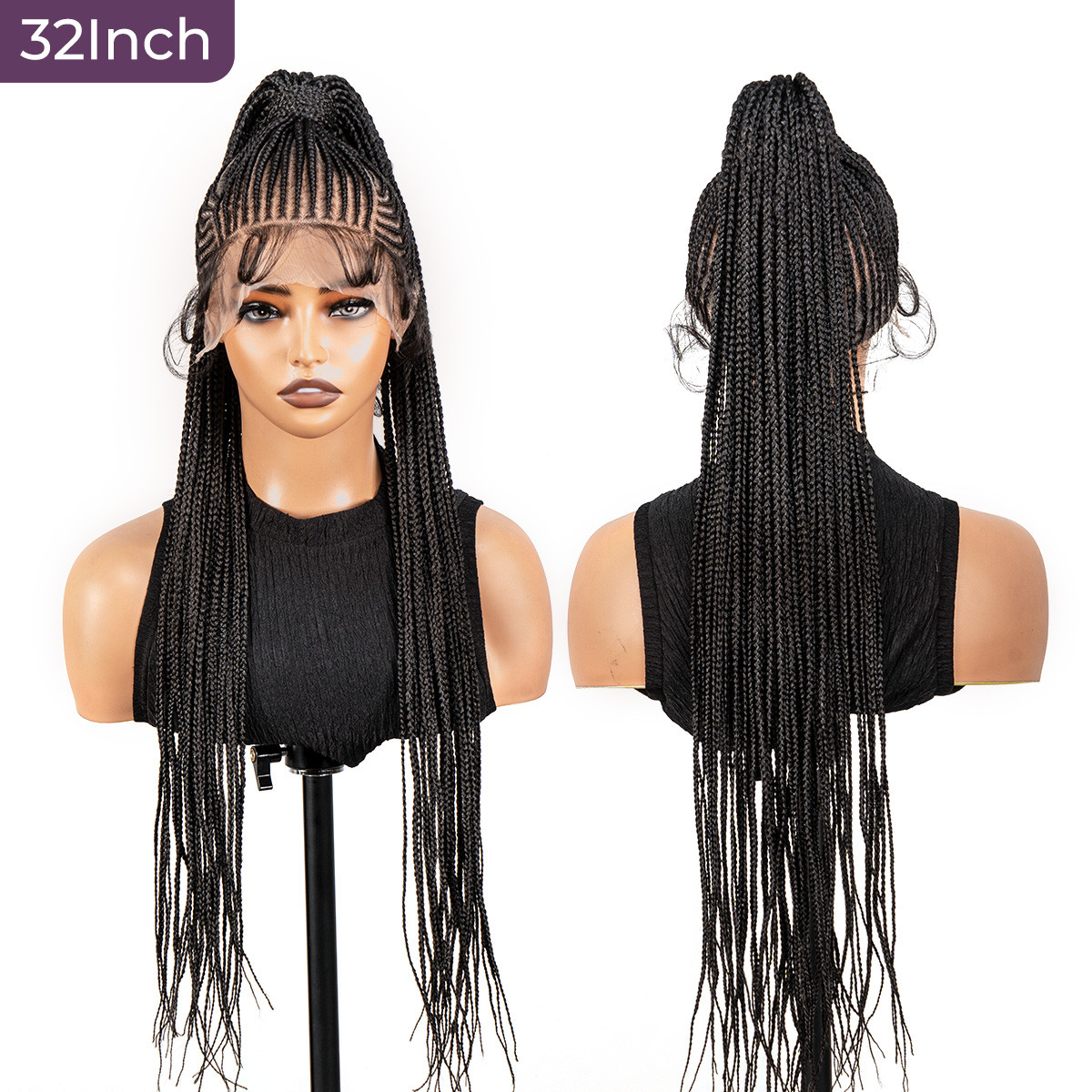 SuperNova 32" Full Lace Braided Wig – High Ponytail with Natural Hairline -SuperNova Hair
