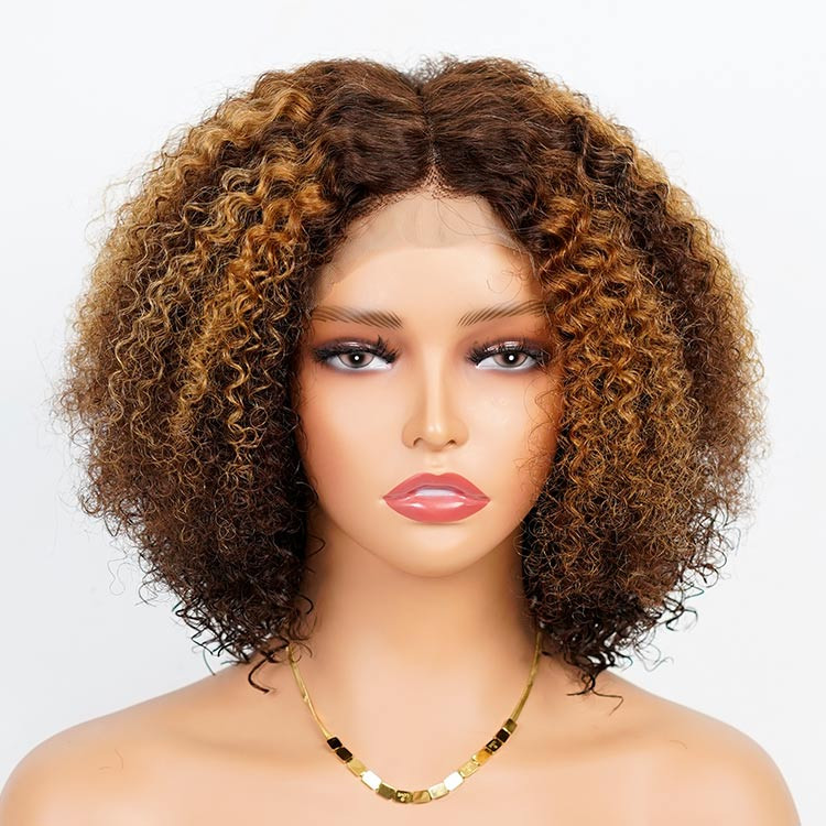 Highlight Short Curly Pixie Cut Human Hair Lace Wigs -SuperNova Hair